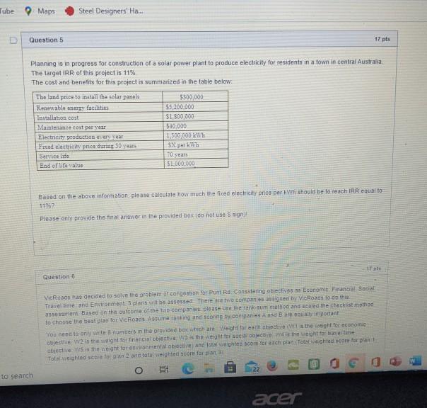 Solved Tube Maps Steel Designers' Ha... D Question 5 17 pts | Chegg.com