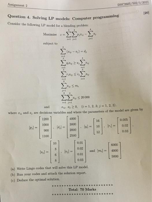 Solved (20) Question 1. Solving LP models: Graphical | Chegg.com