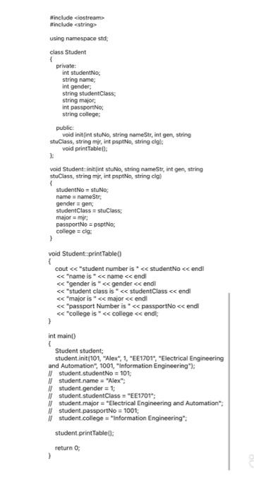 Solved Iinclude include int maint) 1 Student student; | Chegg.com