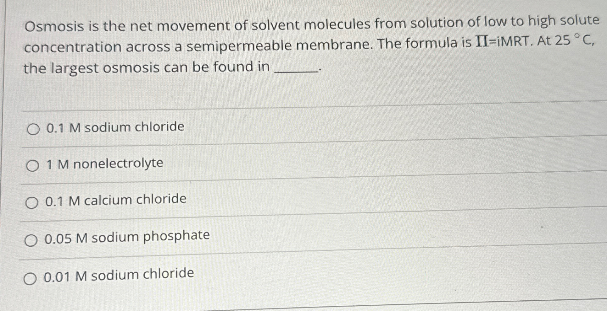 Solved Osmosis is the net movement of solvent molecules from | Chegg.com