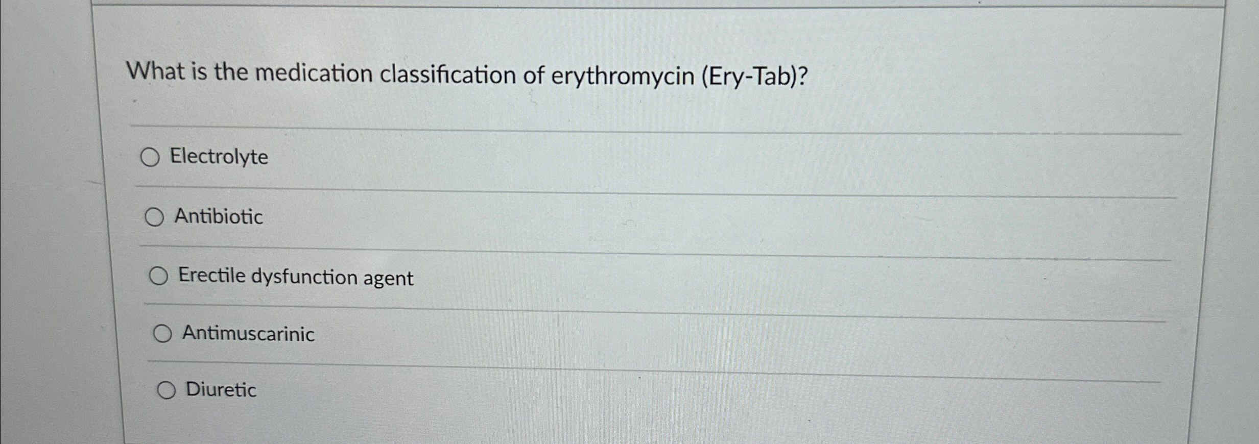 Solved What is the medication classification of erythromycin | Chegg.com