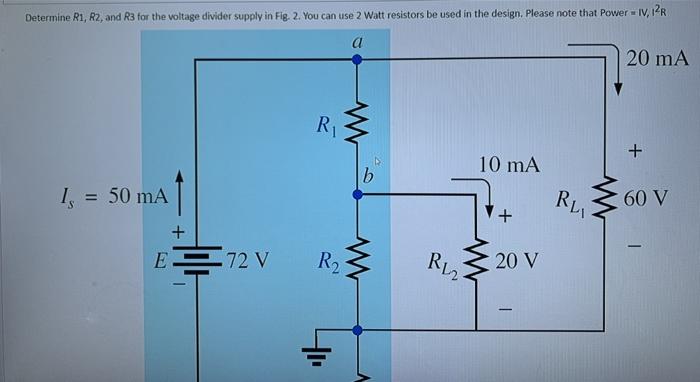 Solved Determine R1, R2, and R3 for the voltage divider | Chegg.com