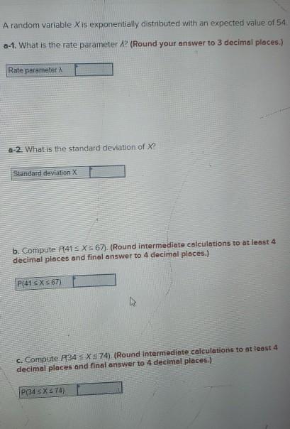 Solved A random variable is exponentially distributed with | Chegg.com