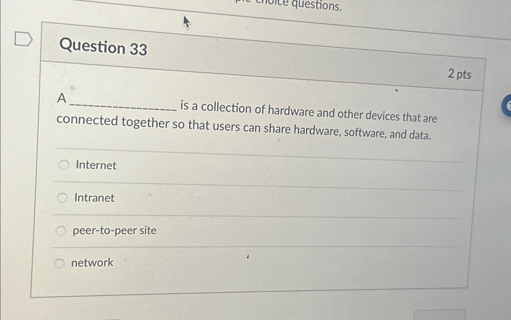 Solved Question 332 ﻿pts1 ﻿is a collection of hardware and | Chegg.com