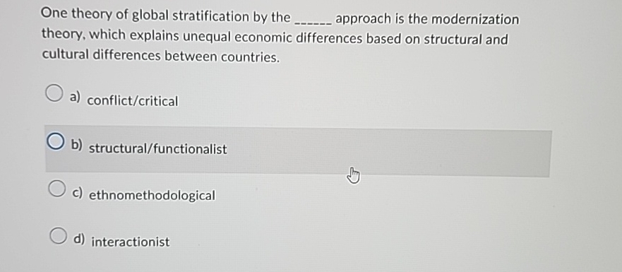 Solved One theory of global stratification by the q, | Chegg.com