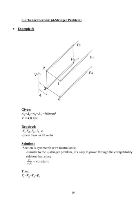 b) Channel Section: (4-Stringer Problem) Fxample 5 : | Chegg.com