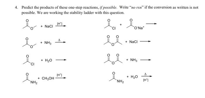 Solved 4. Predict the products of these one-step reactions, | Chegg.com