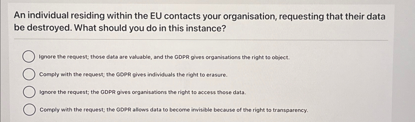 Solved An individual residing within the EU contacts your | Chegg.com