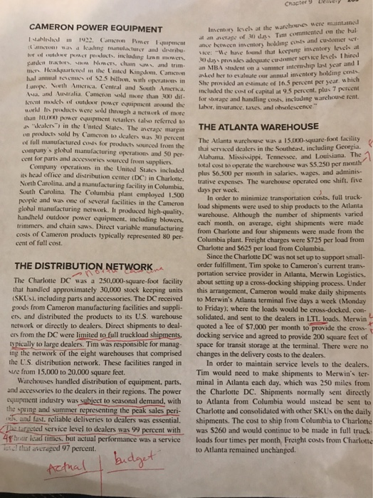 Solved Case 9-3 Cameron Power Equipment Tim Peterman, | Chegg.com