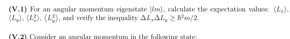 V1 ﻿for An Angular Momentum Eigenstate Lm 