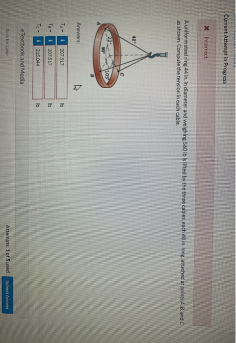 Solved Current Attempt in Progress X Incorrect A uniform | Chegg.com