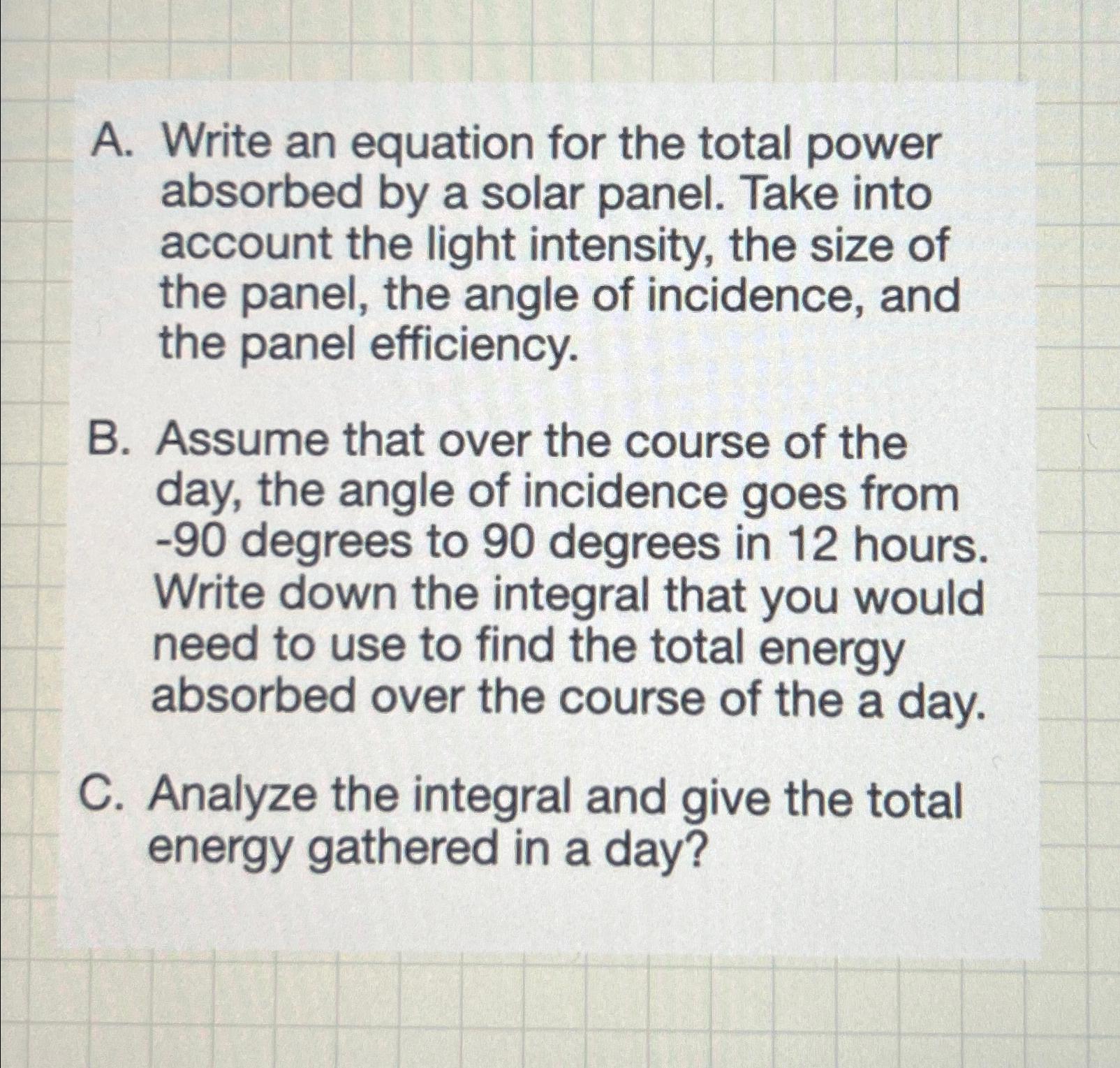 Solved A. ﻿Write an equation for the total power absorbed by | Chegg.com
