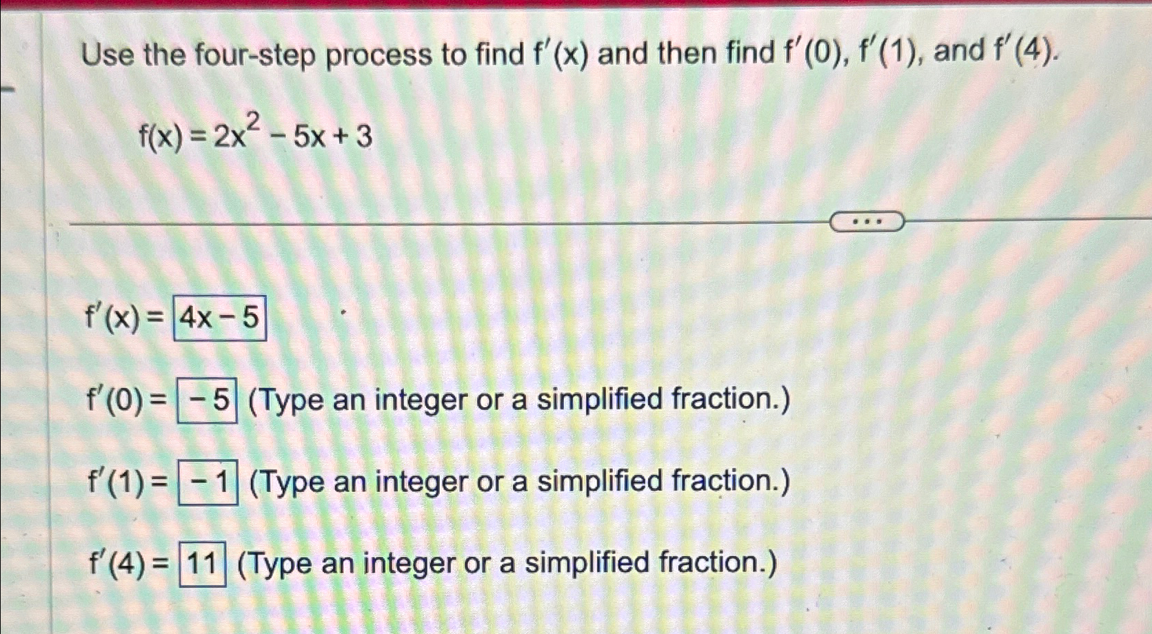Solved Use the four-step process to find f'(x) ﻿and then | Chegg.com