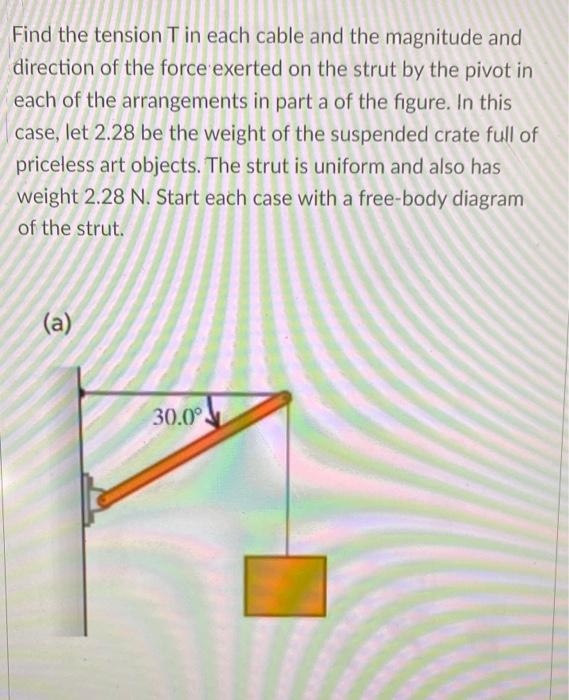Solved Find the tension Tin each cable and the magnitude and | Chegg.com