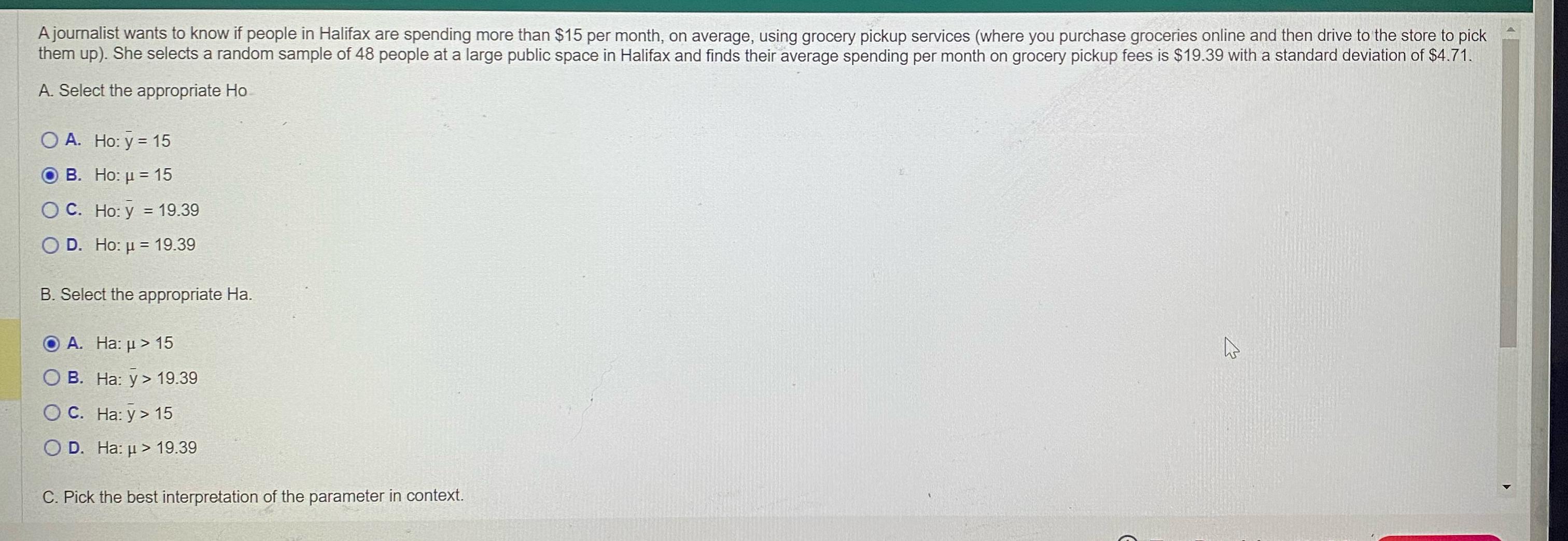 Solved A. ﻿Select the appropriate | Chegg.com