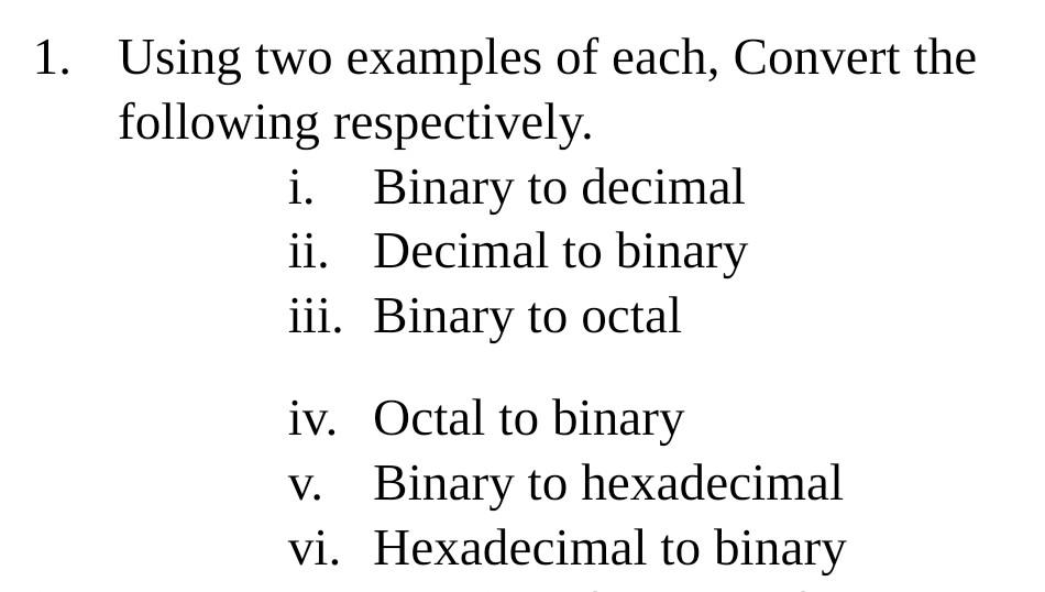 Solved 1. Using two examples of each, Convert the following | Chegg.com