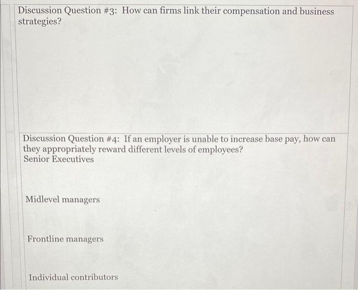 Solved Discussion Question \#3: How can firms link their | Chegg.com