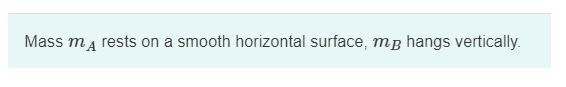 Solved Mass mA rests on a smooth horizontal surface, mB | Chegg.com