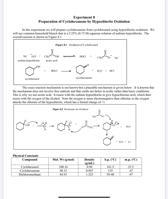 Solved Experiment 8. Preparation of cyclohexanone.Answer | Chegg.com