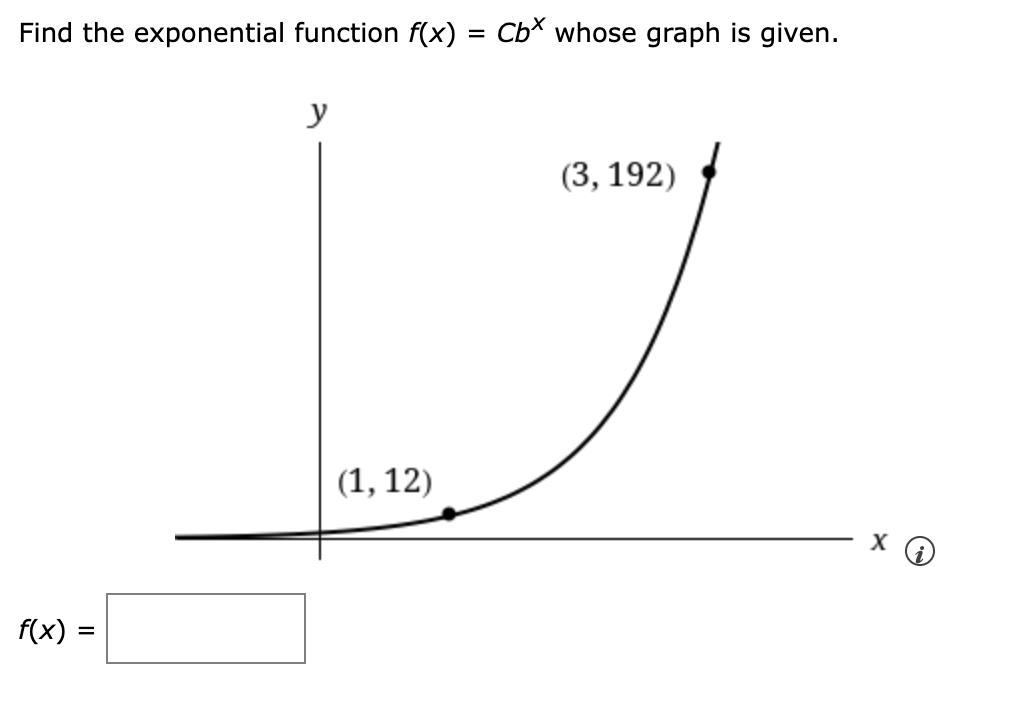 Solved Find The Exponential Function F X Cbx whose Graph