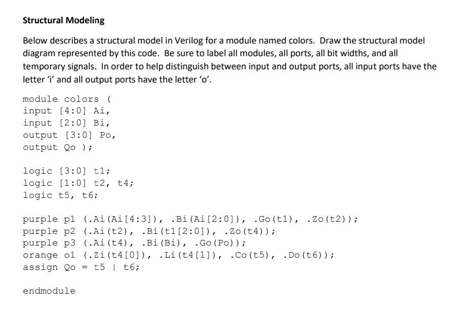 Solved Structural Modeling Below describes a structural | Chegg.com