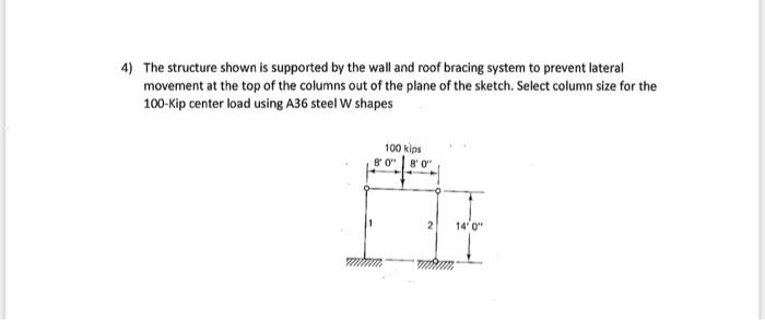 Solved 4) The structure shown is supported by the wall and | Chegg.com