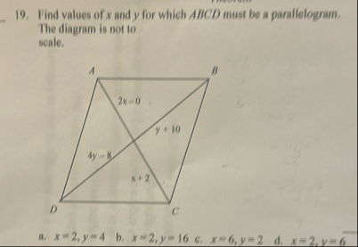 Solved Find values of x ﻿and y ﻿for which AIICD must be a | Chegg.com