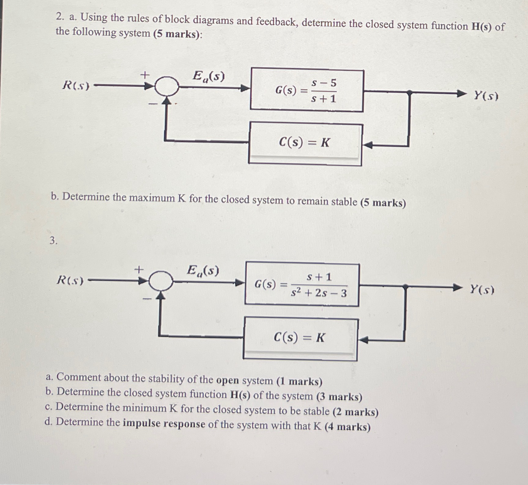 Solved a. ﻿Using the rules of block diagrams and feedback, | Chegg.com