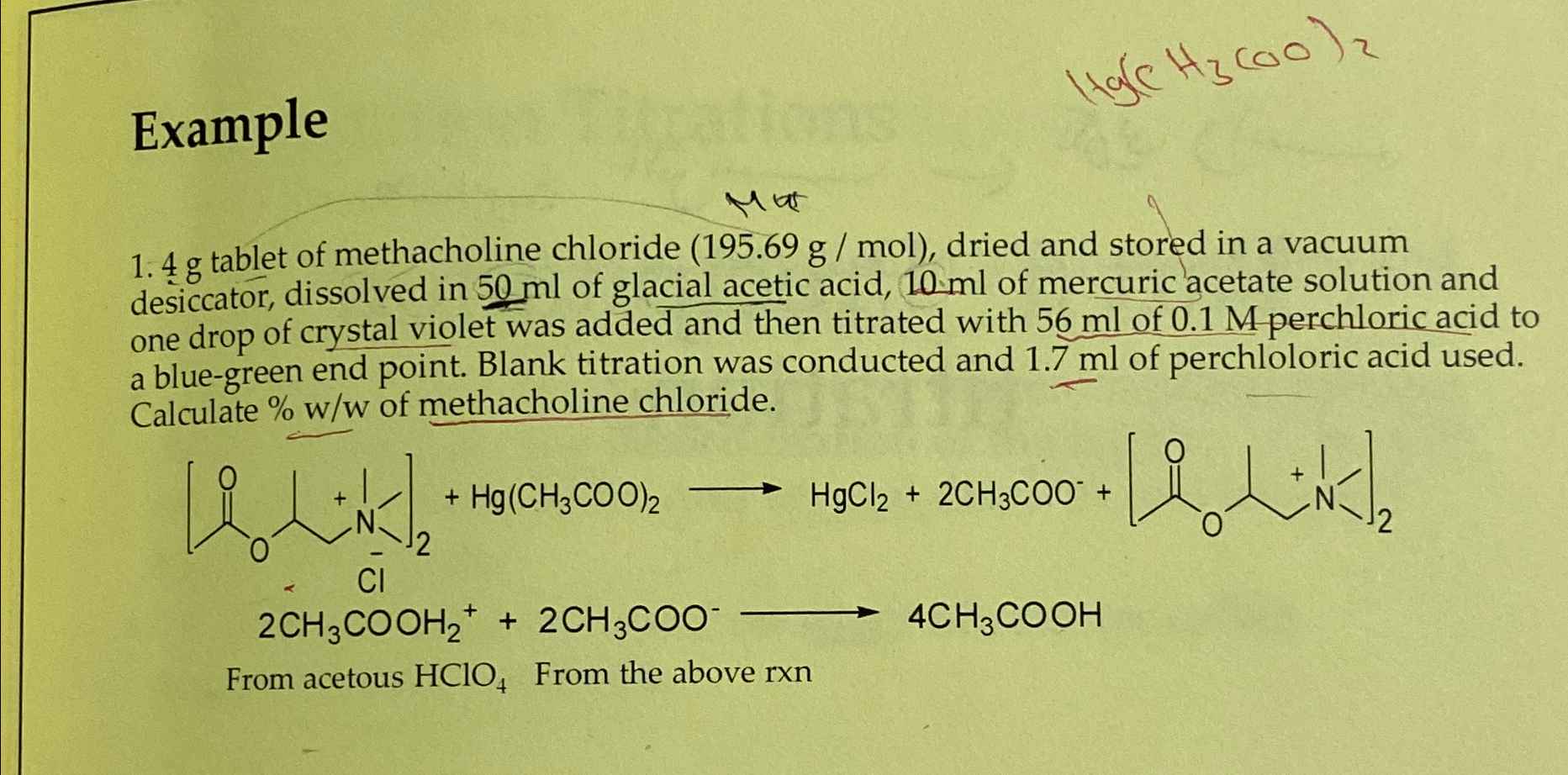 Solved Example1.4g ﻿tablet of methacholine chloride | Chegg.com