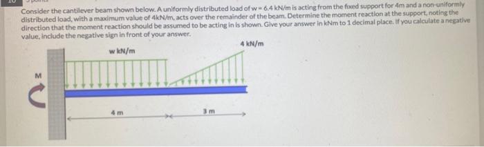 Solved Consider the cantilever beam shown below. A uniformly | Chegg.com