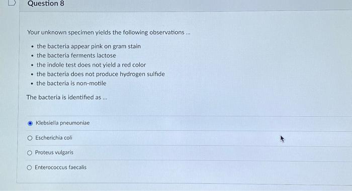 Your unknown specimen yields the following | Chegg.com