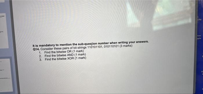 Solved It is mandatory to mention the sub-question number | Chegg.com