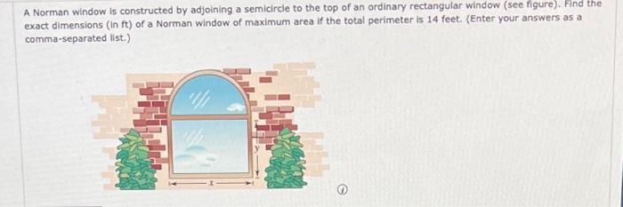 Solved A Norman window is constructed by adjoining a | Chegg.com