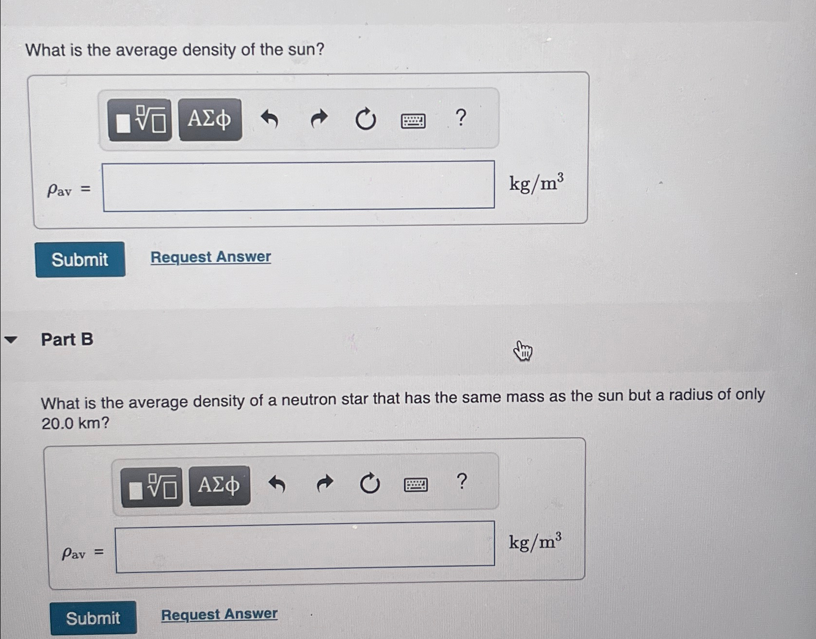 Solved What is the average density of the | Chegg.com