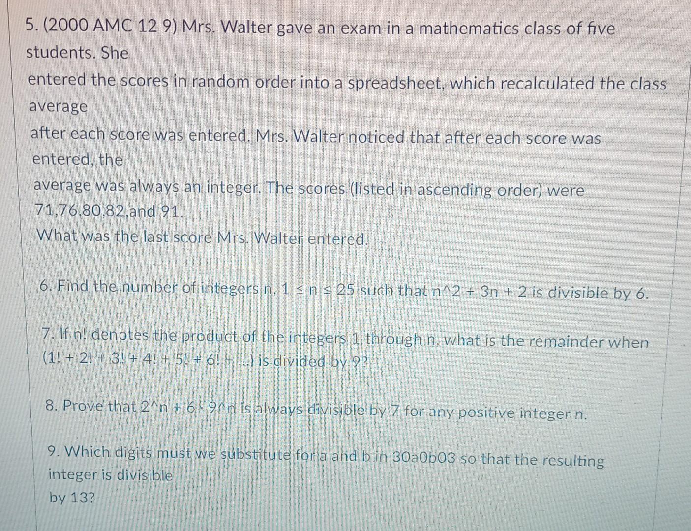 Solved Modular Arithmetic Performance task. 1. Given that 5x | Chegg.com