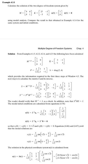 Example 4.3.1 Calculate the solution of the | Chegg.com