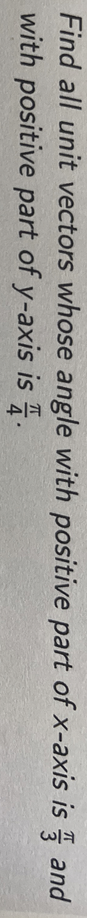 Solved Find all unit vectors whose angle with positive part | Chegg.com