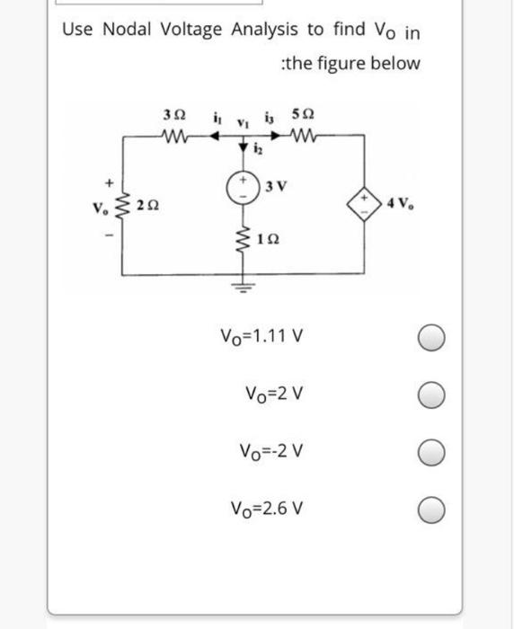 Solved Use Nodal Voltage Analysis to find Vo in the figure | Chegg.com