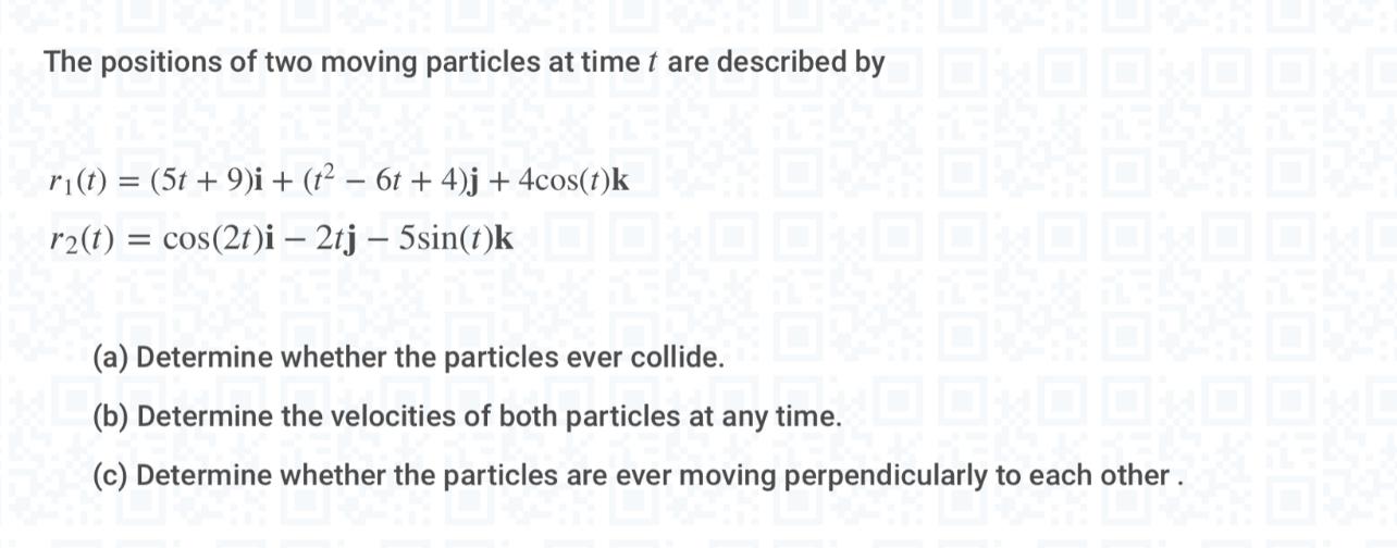 Solved The positions of two moving particles at time t ﻿are | Chegg.com