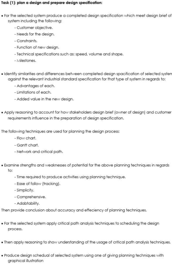 Solved Task (1): plan a design and prepare design | Chegg.com