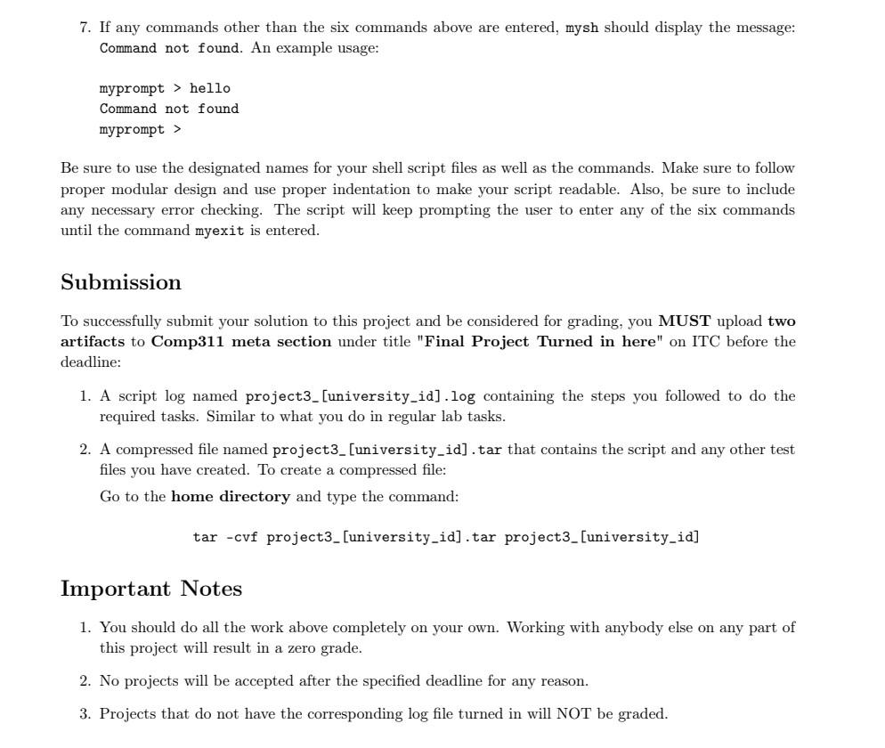 Solved COMP 311 : Project #3 Under your home directory, | Chegg.com