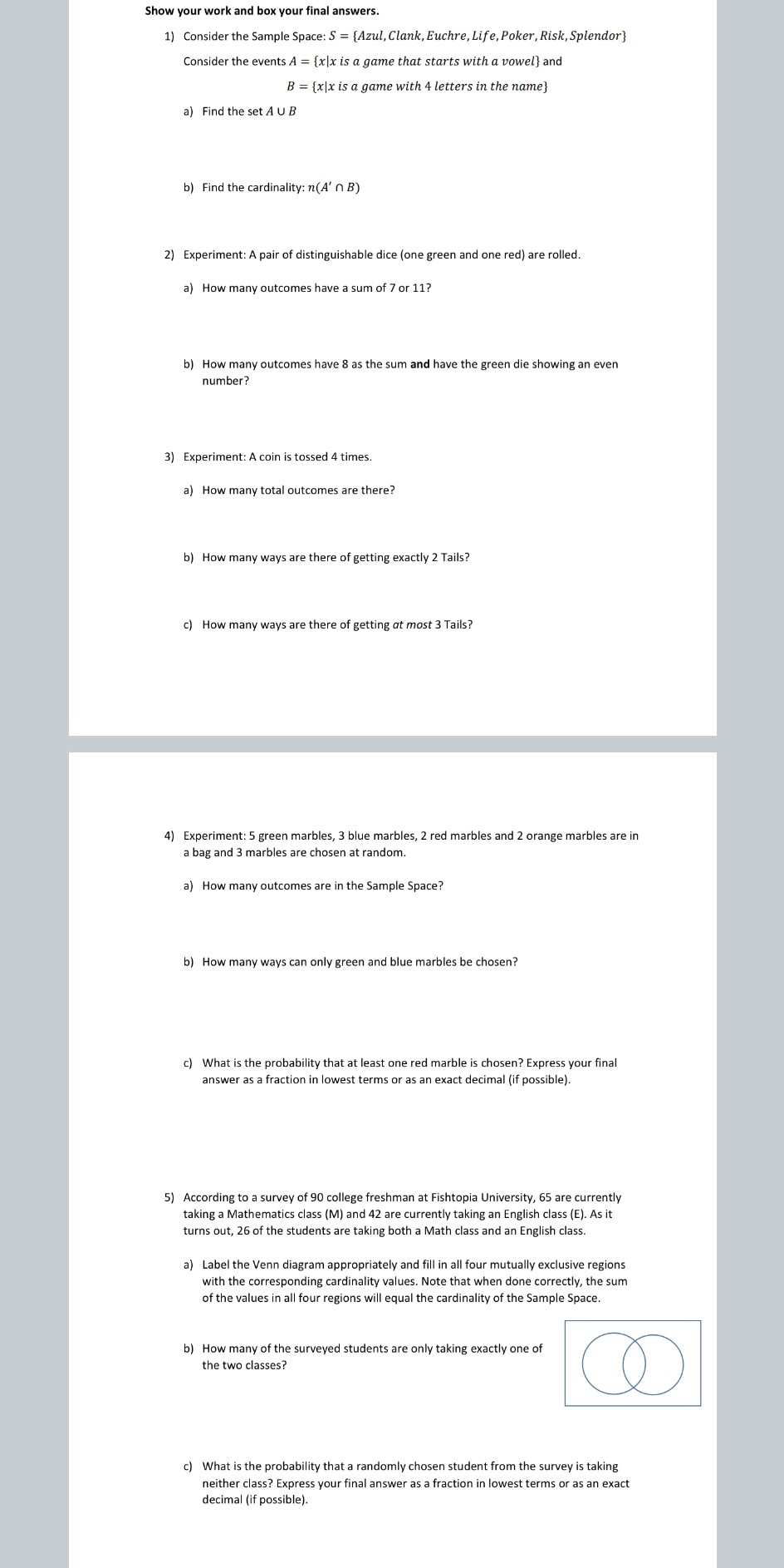 Solved Show your work and box your final answers.Consider | Chegg.com