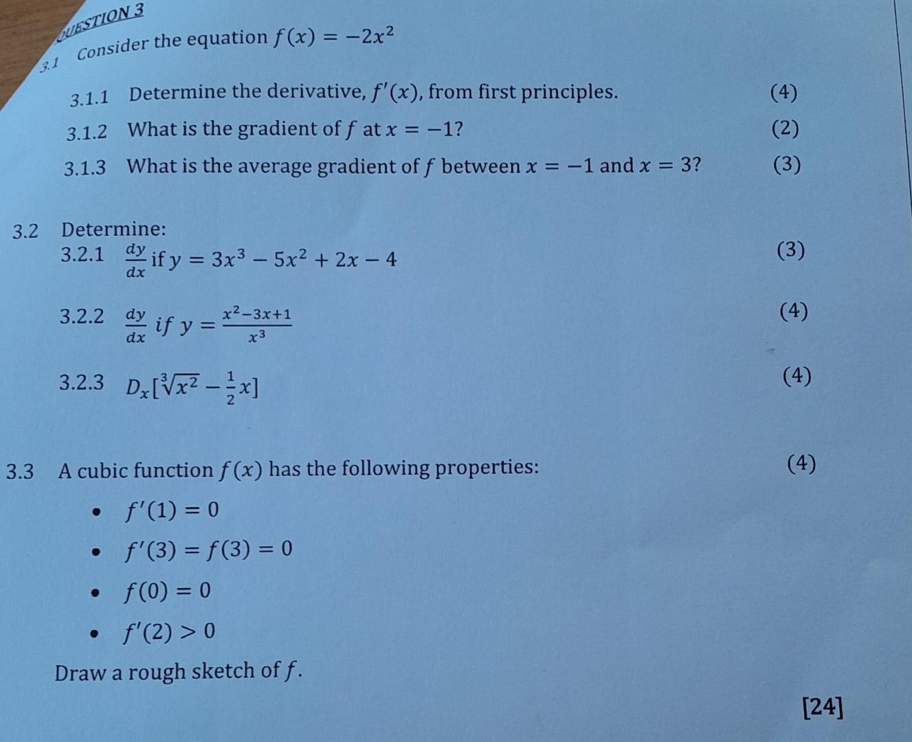 Solved 3.1 Consider the equation f(x)=−2x2 3.1.1 Determine | Chegg.com