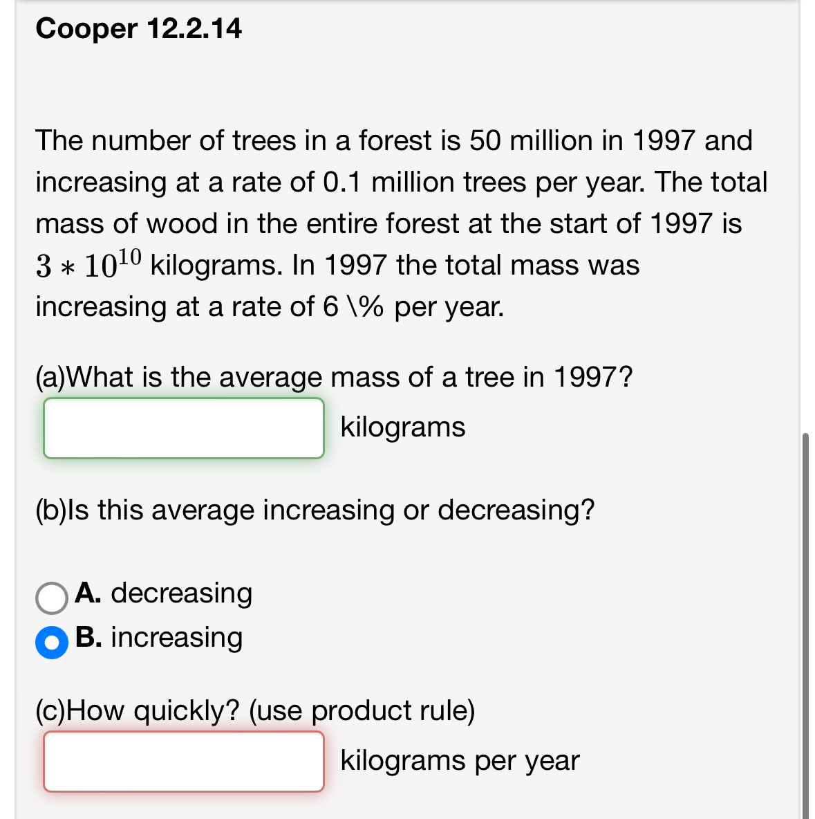 Solved Cooper 12.2.14The number of trees in a forest is 50 | Chegg.com