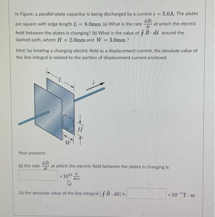 Solved In Figure, a parallel-plate capacitor is being | Chegg.com