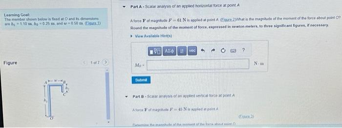 Solved Part D - Scalat analysis of an applied horizontal | Chegg.com