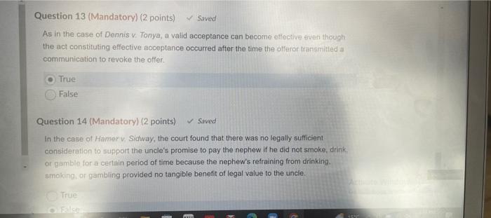 Solved As in the case of Dennis v. Tonya, a valid acceptance | Chegg.com