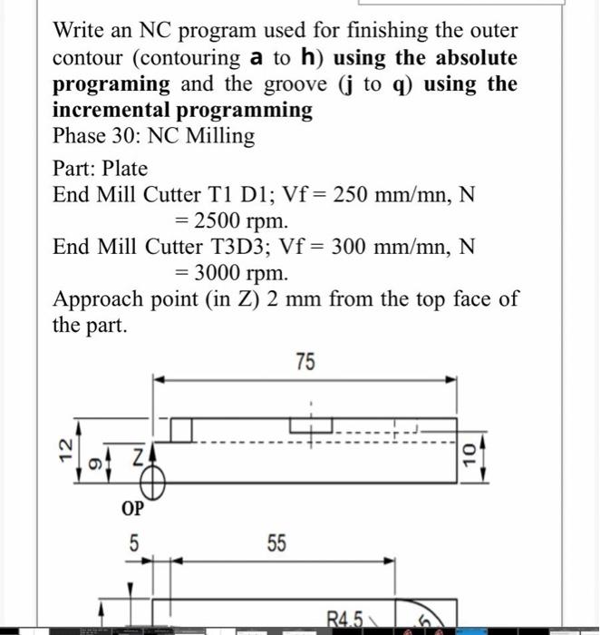 Solved Write an NC program used for finishing the outer | Chegg.com