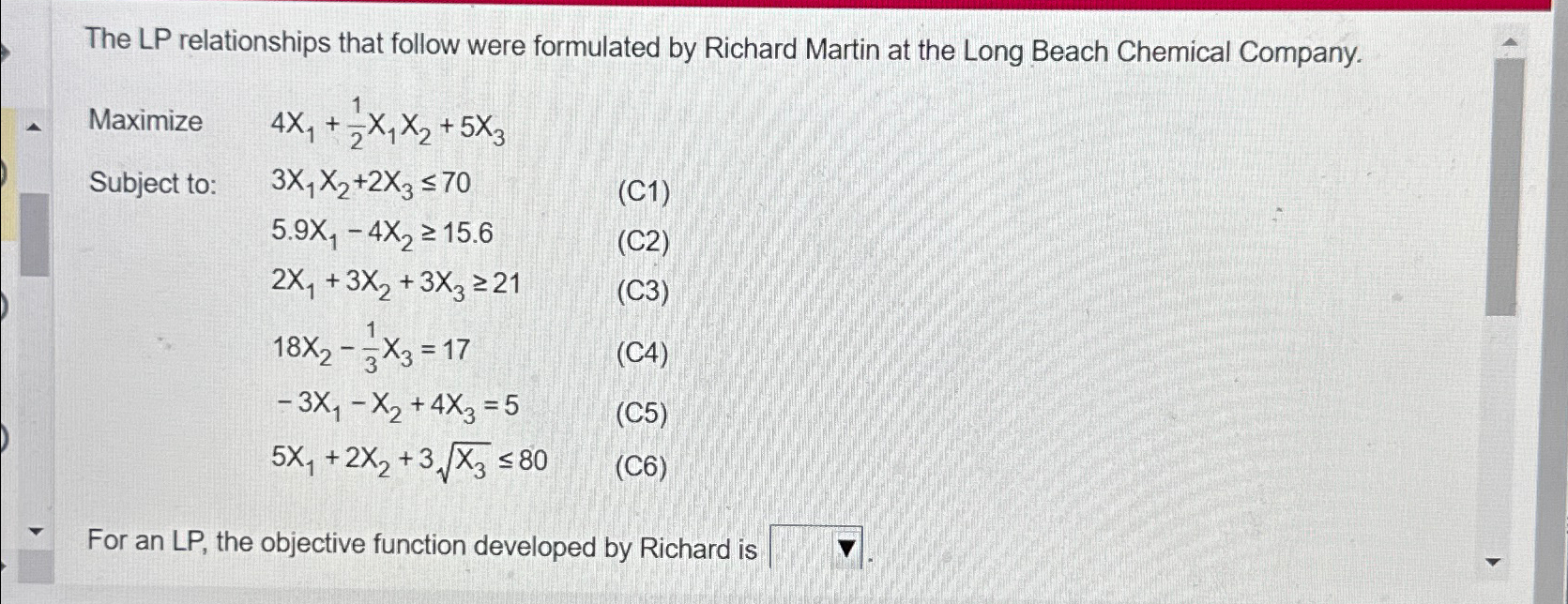 Solved The LP relationships that follow were formulated by | Chegg.com
