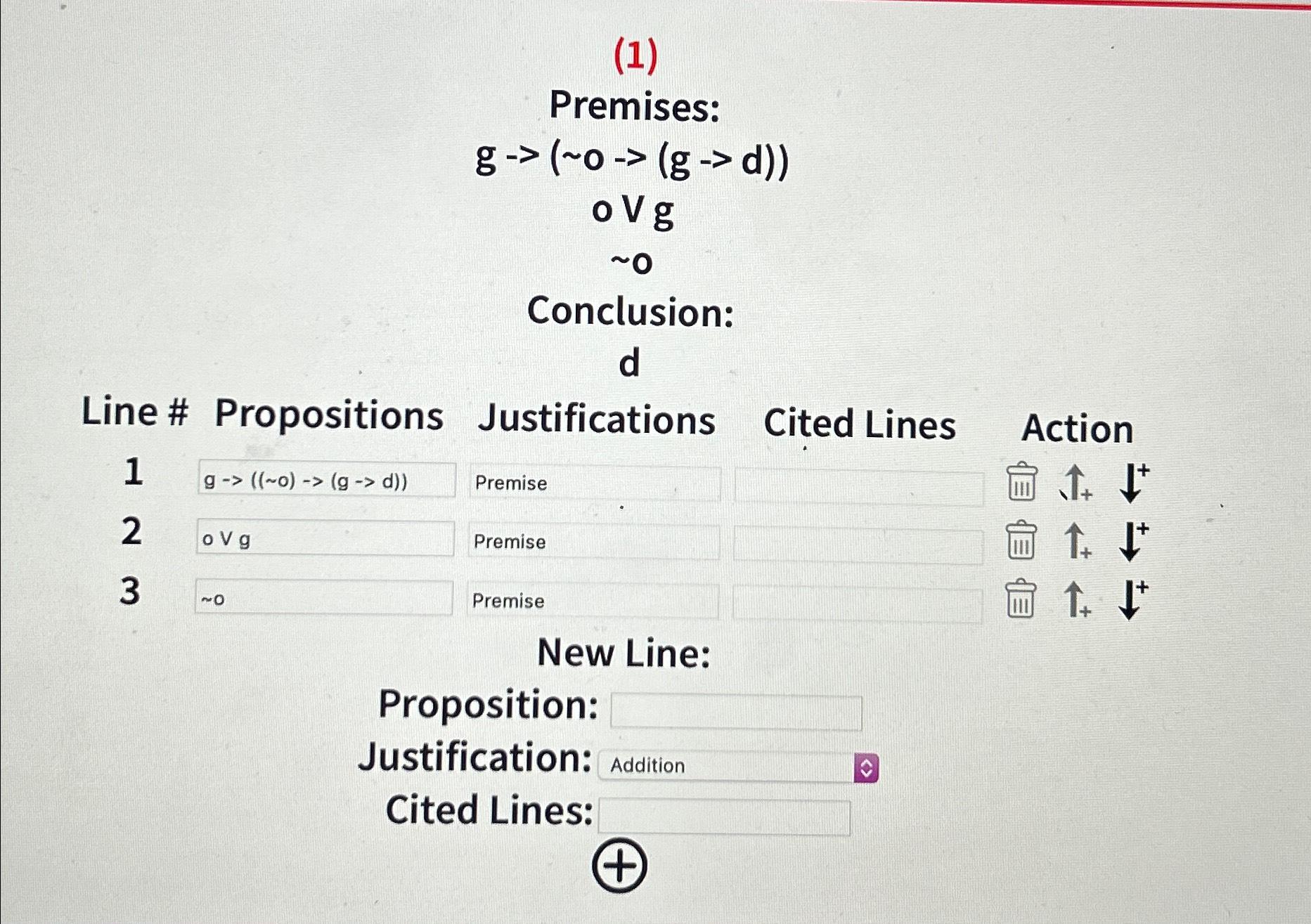 (1)Premises:Conclusion:d | Chegg.com
